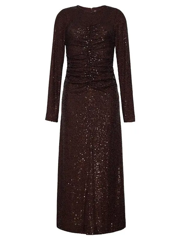 Cara Cara Maisy Sequin Midi Dress - Brown Sequin