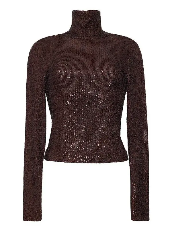 Cara Cara Piper Sequin Top - Brown Sequin