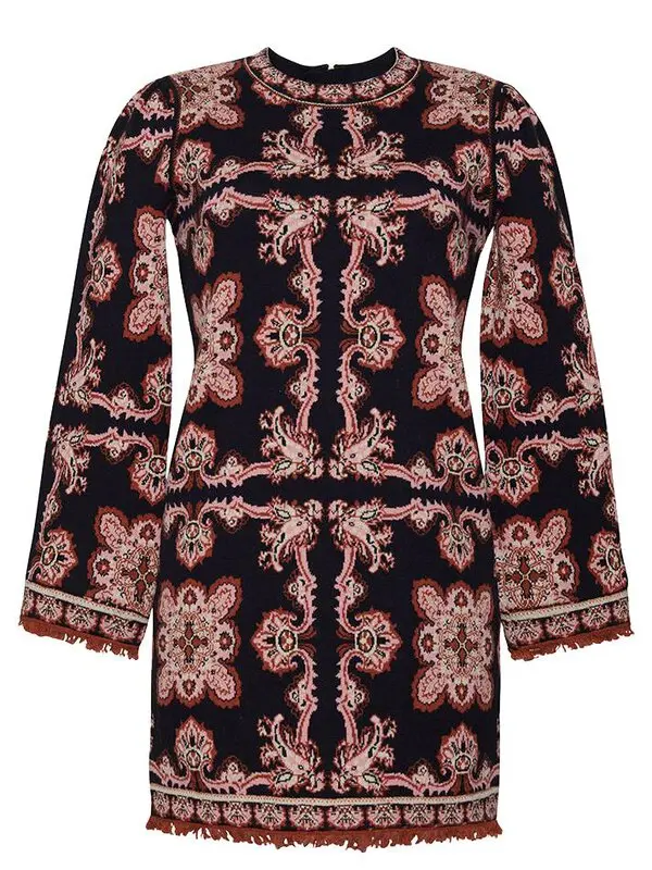 Cara Cara Fritz Birdseye Jacquard Mini Dress - Black Paisley Scarf