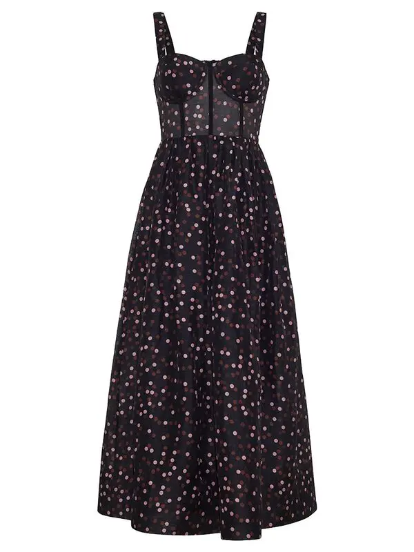 Cara Cara Phoebe Bustier Midi Dress - Stamped Dot Black