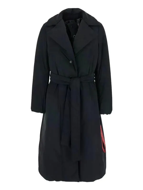 AFTER/LABEL Wide-lapel Belted Coat - Black