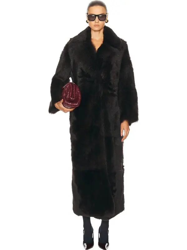 Nour Hammour Evita Extra Long Fur Coat - Chocolat Fondant