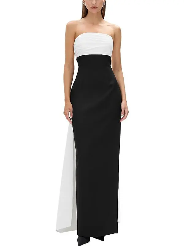 Rachel Gilbert Odette Strapless Gown - Black/ivory