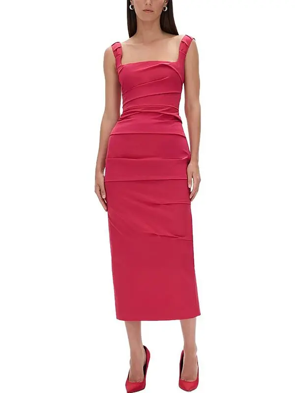 Rachel Gilbert Anna Pleated Midi Dress - Lollipop