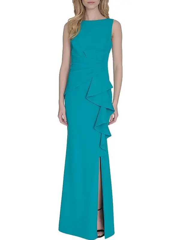Eliza J Sleeveless Ruffled Gown - Turquoise