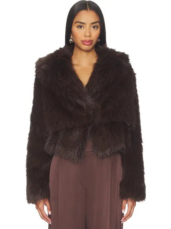 THE SEI Faux Fur Bomber Jacket - Cocoa