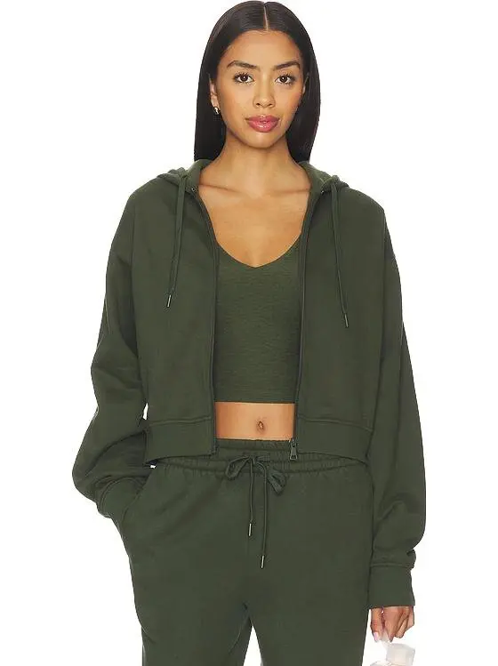 Beyond Yoga Luxe Fleece Zip Up Hoodie - Dark Olive