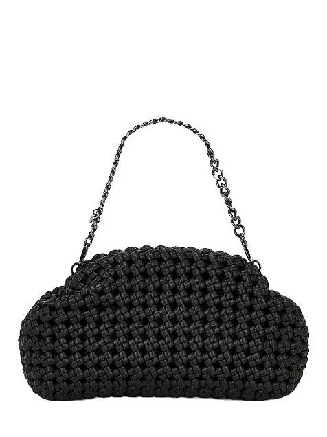 OLGA BERG Everly Hand Woven Clutch - Black