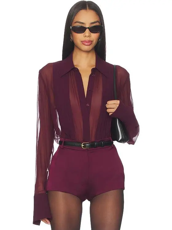 SANS FAFF Meghan Panelled Silk Blouse - Bordeaux