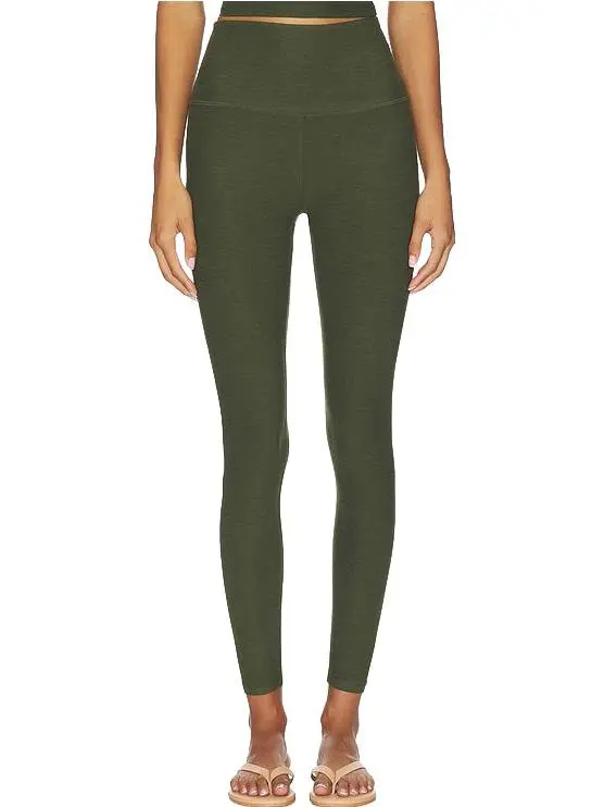 Beyond Yoga Spacedye Caught In The Midi High Waisted Legging In Dark Green - Army Green Heather