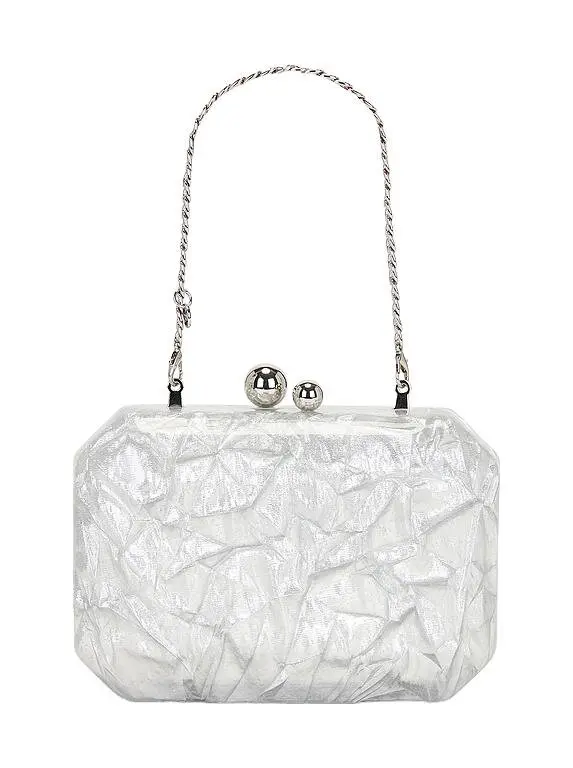 OLGA BERG Mateo Metallic Clutch - Silver