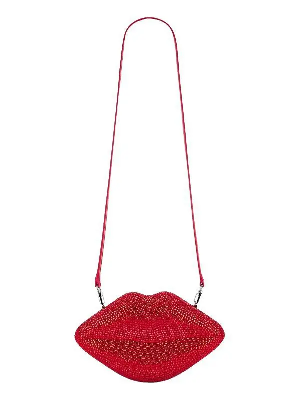 SIMONMILLER Crystal Lip Clutch - Lucky Red