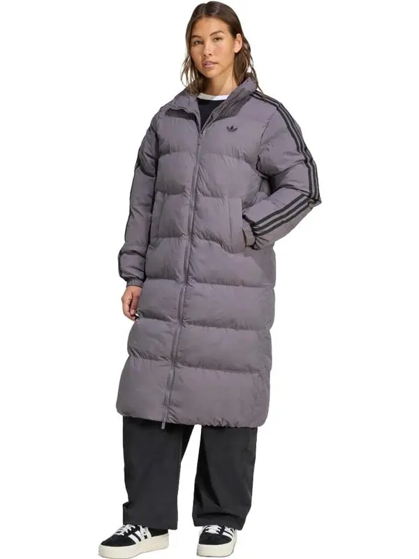Adidas Adicolor Long Synthetic Fill Puffer Coat - Grey Strata