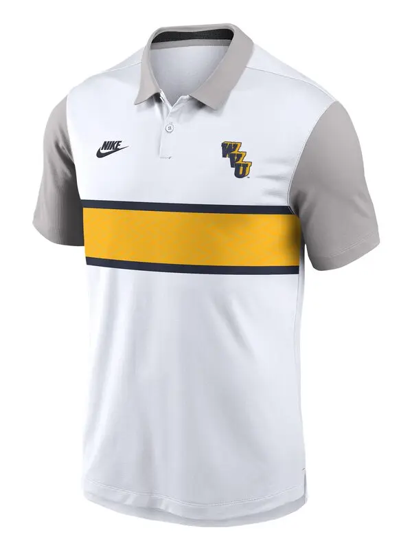 Nike West Virginia Athletic Prep Vapor Legacy Logo Dri-fit College Polo - White