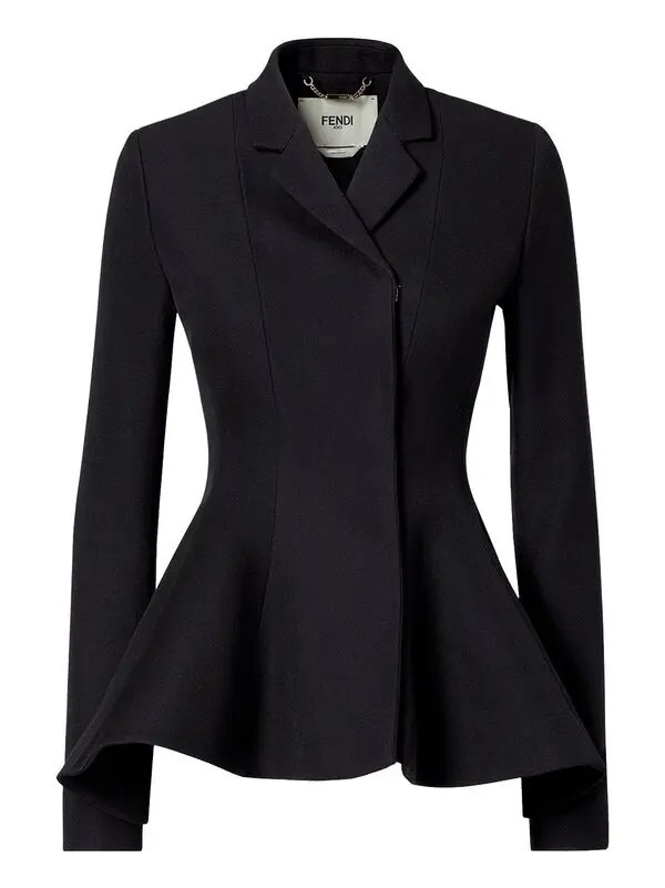 Fendi Grain De Poudre Wool Blazer - Black