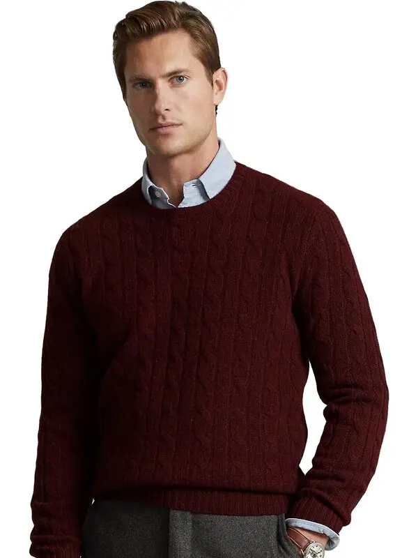Ralph Lauren Iconic Cable-knit Cashmere Sweater - Aged Wine Heather