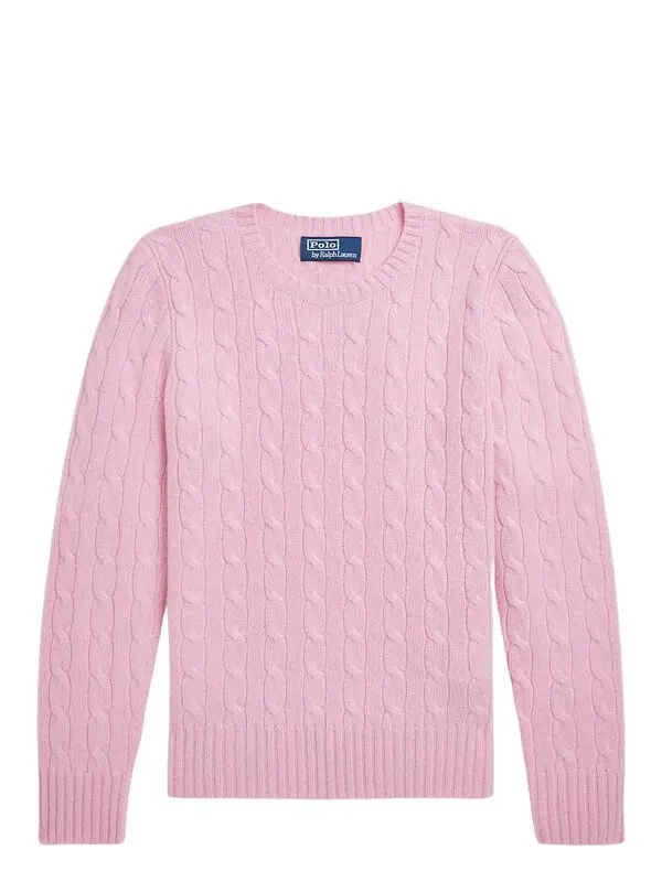 Ralph Lauren Iconic Cable-knit Cashmere Sweater - Carmel Pink