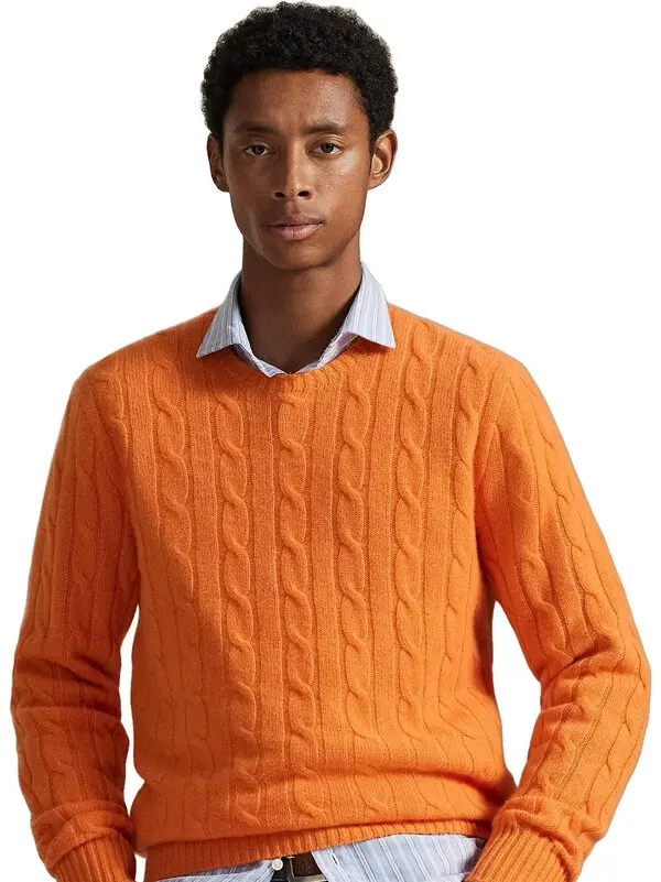 Ralph Lauren Cable-knit Cashmere Sweater - Lantana Orange