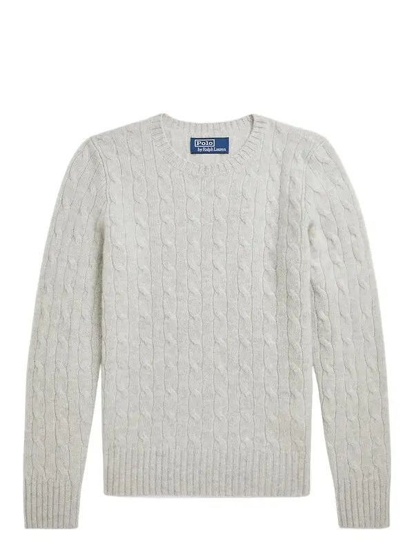 Ralph Lauren Cable-knit Cashmere Sweater - Light Grey Heather