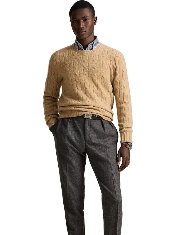 Ralph Lauren Iconic Cable-knit Cashmere Sweater - New Camel Melange