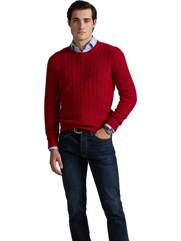 Ralph Lauren Iconic Cable-knit Cashmere Sweater - Park Ave Red
