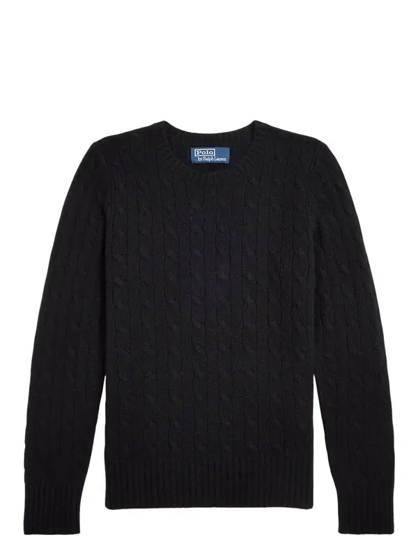 Ralph Lauren Iconic Cable-knit Cashmere Sweater - Polo Black