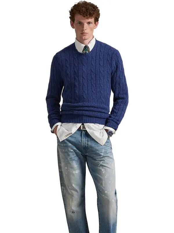 Ralph Lauren Iconic Cable-knit Cashmere Sweater - Rustic Navy Heather