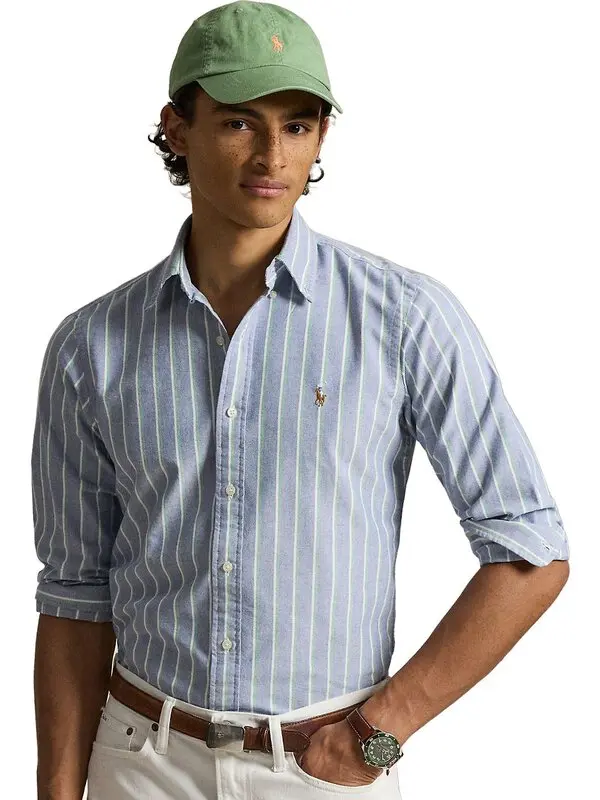 Ralph Lauren Classic Fit Striped Oxford Shirt - Navy Green Multi