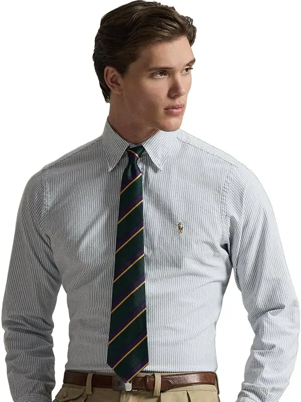 Ralph Lauren Classic Fit Striped Oxford Shirt - Navy White