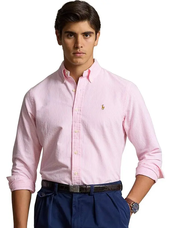 Ralph Lauren Classic Fit Striped Oxford Shirt - New Rose/white