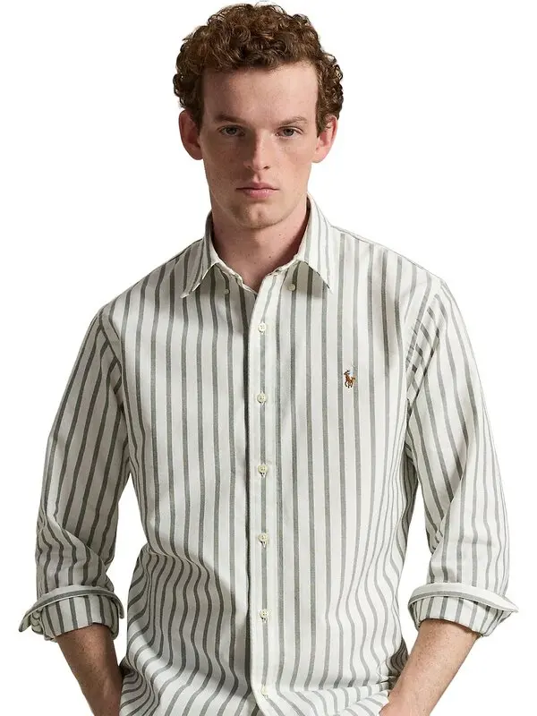 Ralph Lauren Classic Fit Striped Oxford Shirt - Shamrock White