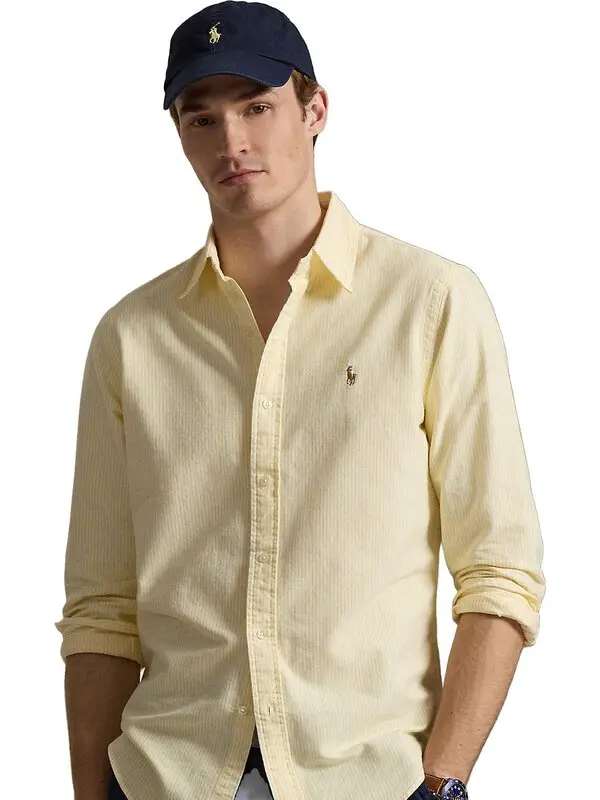 Ralph Lauren Classic Fit Striped Oxford Shirt - Yellow Oxford White