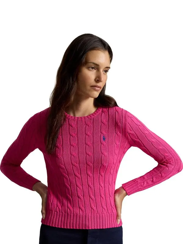 Ralph Lauren Cable-knit Cotton Crewneck Sweater - Accent Pink