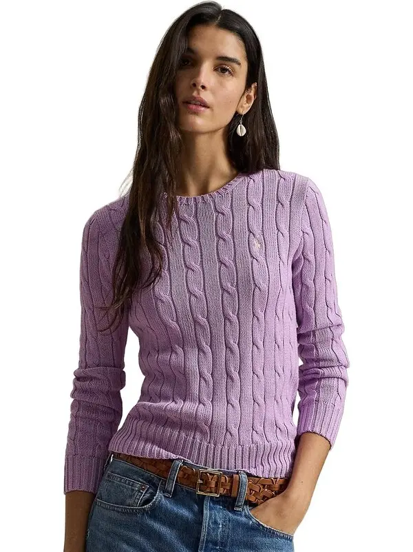 Ralph Lauren Cable-knit Cotton Crewneck Sweater - Bright Aster