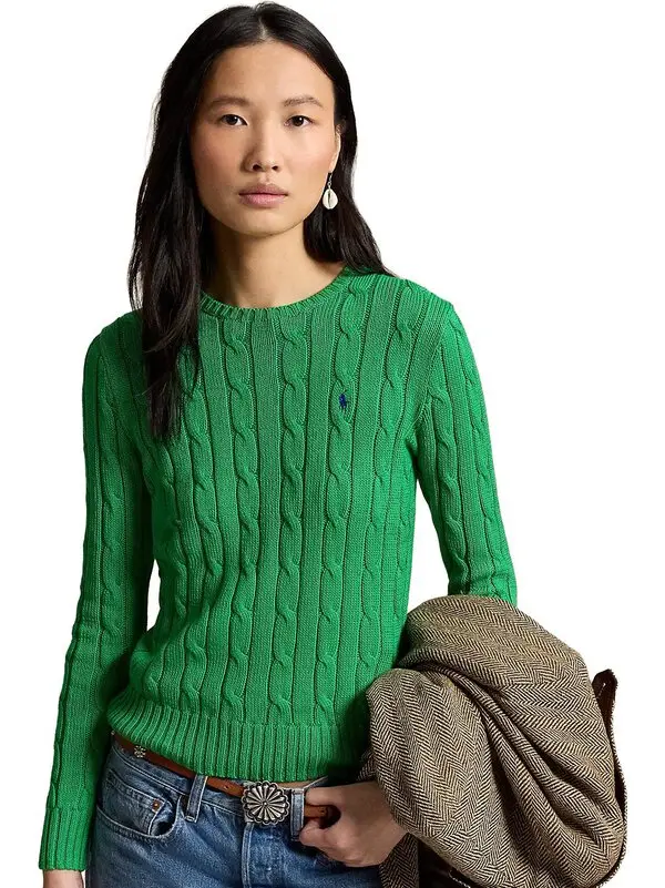 Ralph Lauren Cable-knit Cotton Crewneck Sweater - Preppy Green