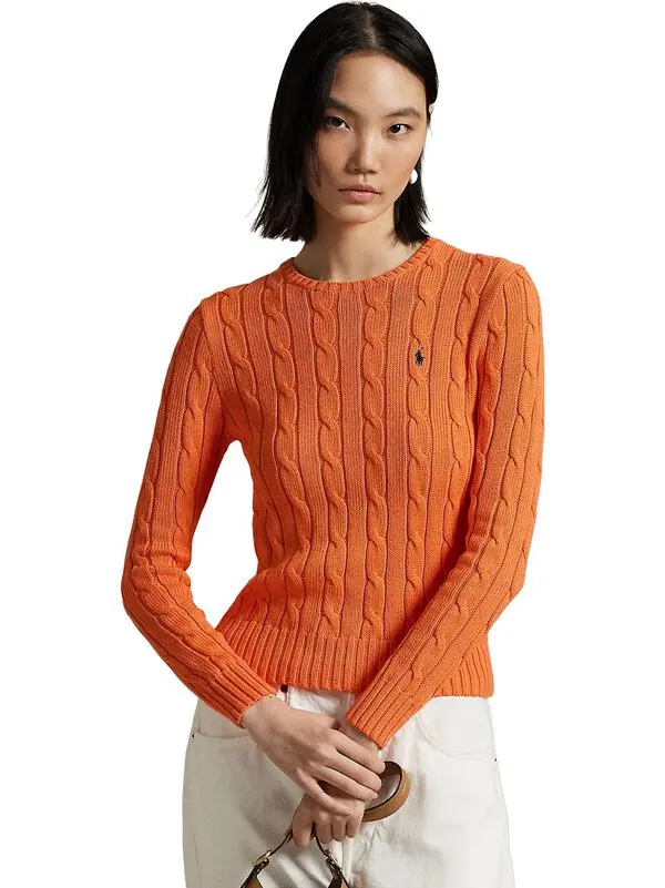 Ralph Lauren Cable-knit Crewneck Sweater - Sun Orange