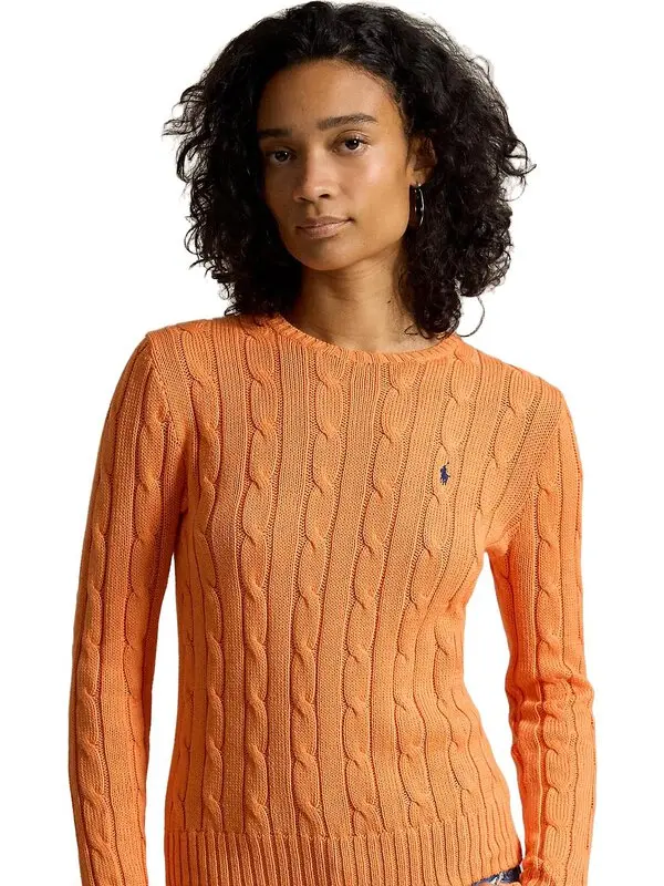 Ralph Lauren Cable-knit Cotton Crewneck Sweater - Sun Orange