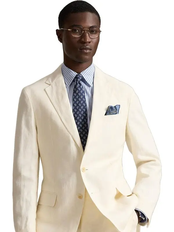 Ralph Lauren Polo Soft Tailored Fit Linen Suit Jacket - Light Cream