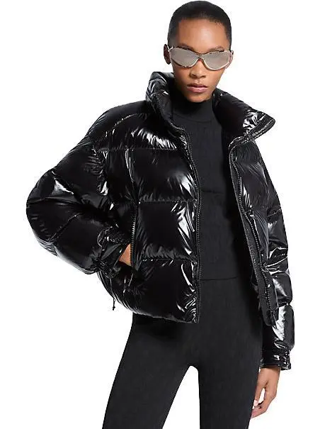 Michael Kors Nylon Ciré Puffer Jacket - Black