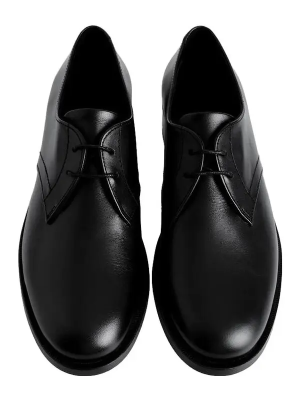 Cos Leather Derby Shoes With Stacked Heel - Black