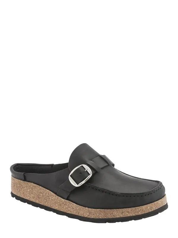 BIRKENSTOCK Buckley Natural Leather Clogs - Black