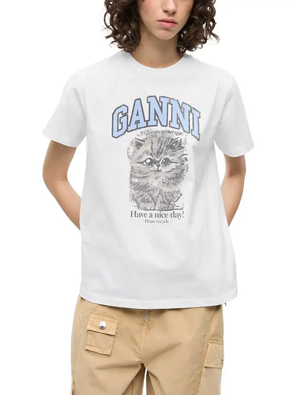 GANNI Relaxed Graphic Jersey Tee - Bright White