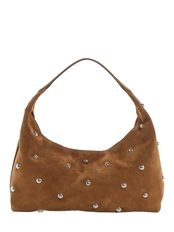 Madewell The Mylie Embellished Slouchy Suede Shoulder Bag - Dried Acorn