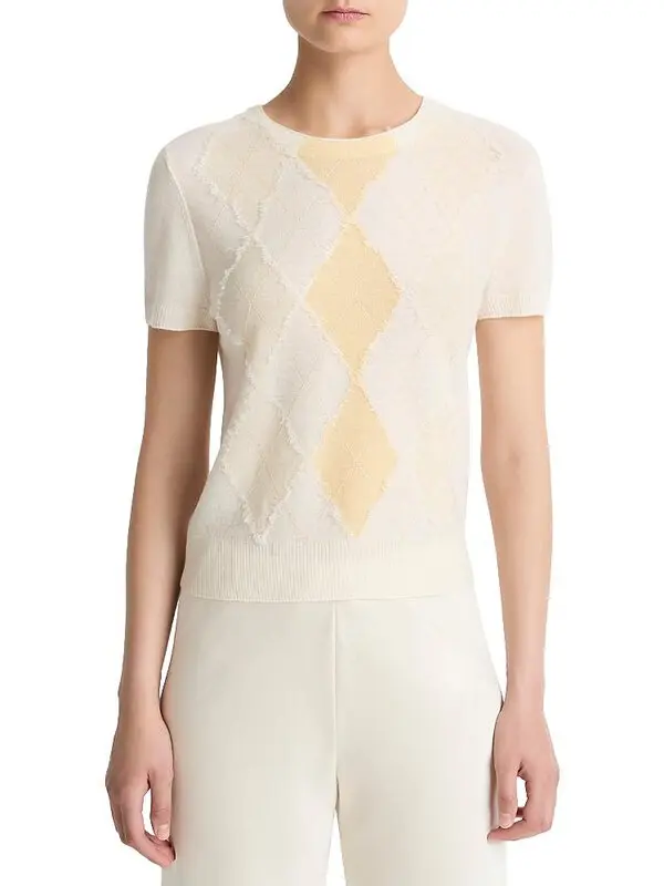 Vince Argyle Patterned Sweater - Crema/palazzo/buttermilk
