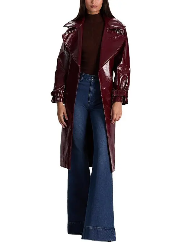 Alice + Olivia Faux Leather Trench Coat - Oxblood
