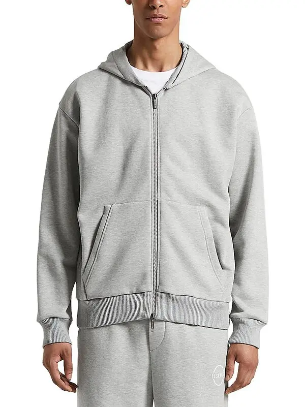 Peserico Cotton Front Zip Hoodie - Stone Grey