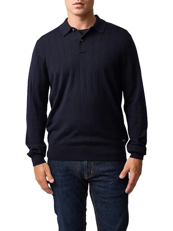 Rodd & Gunn Murdoch Textured Wool Polo Sweater - Ink