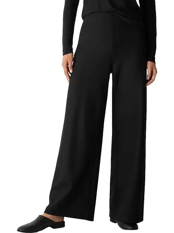 Eileen Fisher Wide-leg Wool Pants - Black