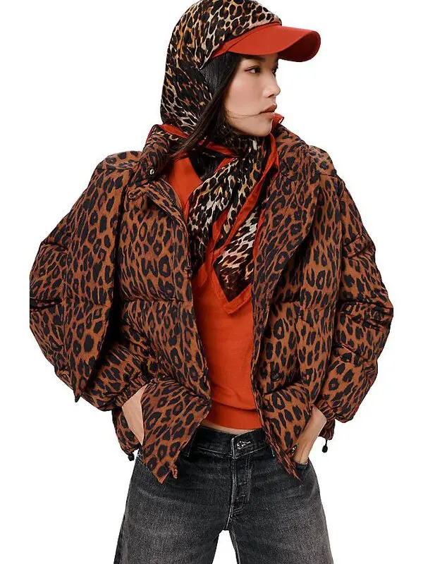 DAMSON MADDER Pearl Puffer Coat - Choc Leopard
