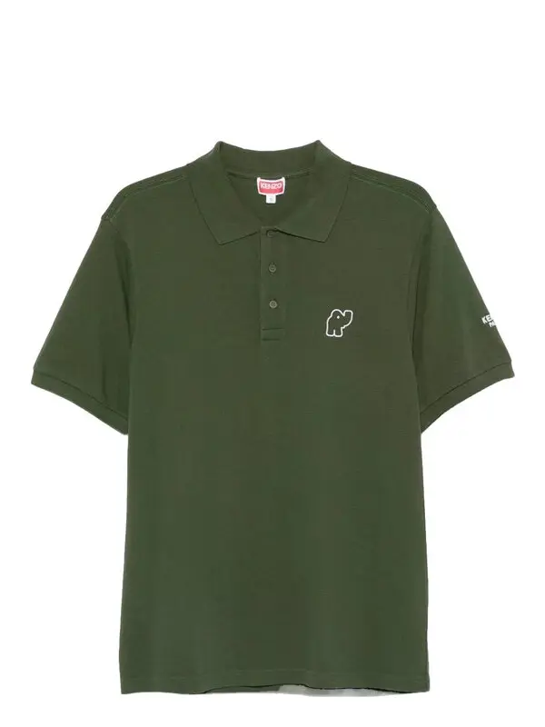 Kenzo Elephant-embroidered Polo Shirt - Green